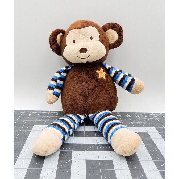 CoCoLo | Toys | Cocalo Baby Plush Monkey Knit Arms Legs Brown Blue Star ...